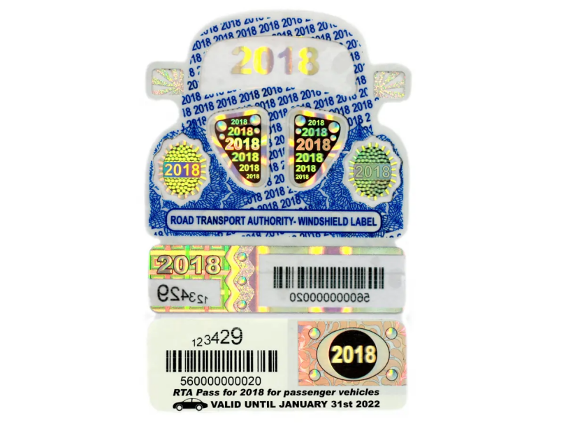 Windshield sticker with hologram as vignette